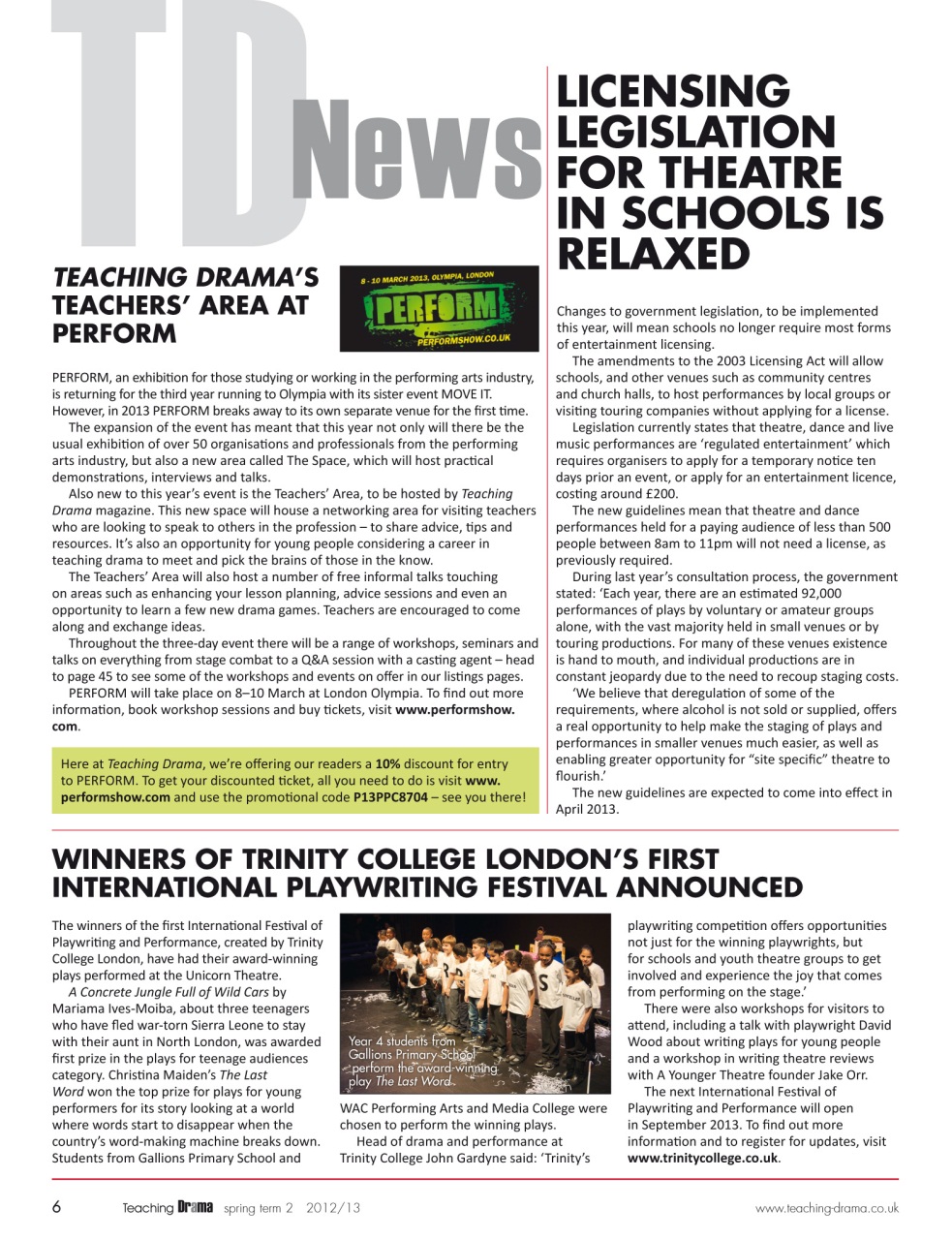 Drama and Theatre Magazine - Spring Term 2 2013 Back Issue
