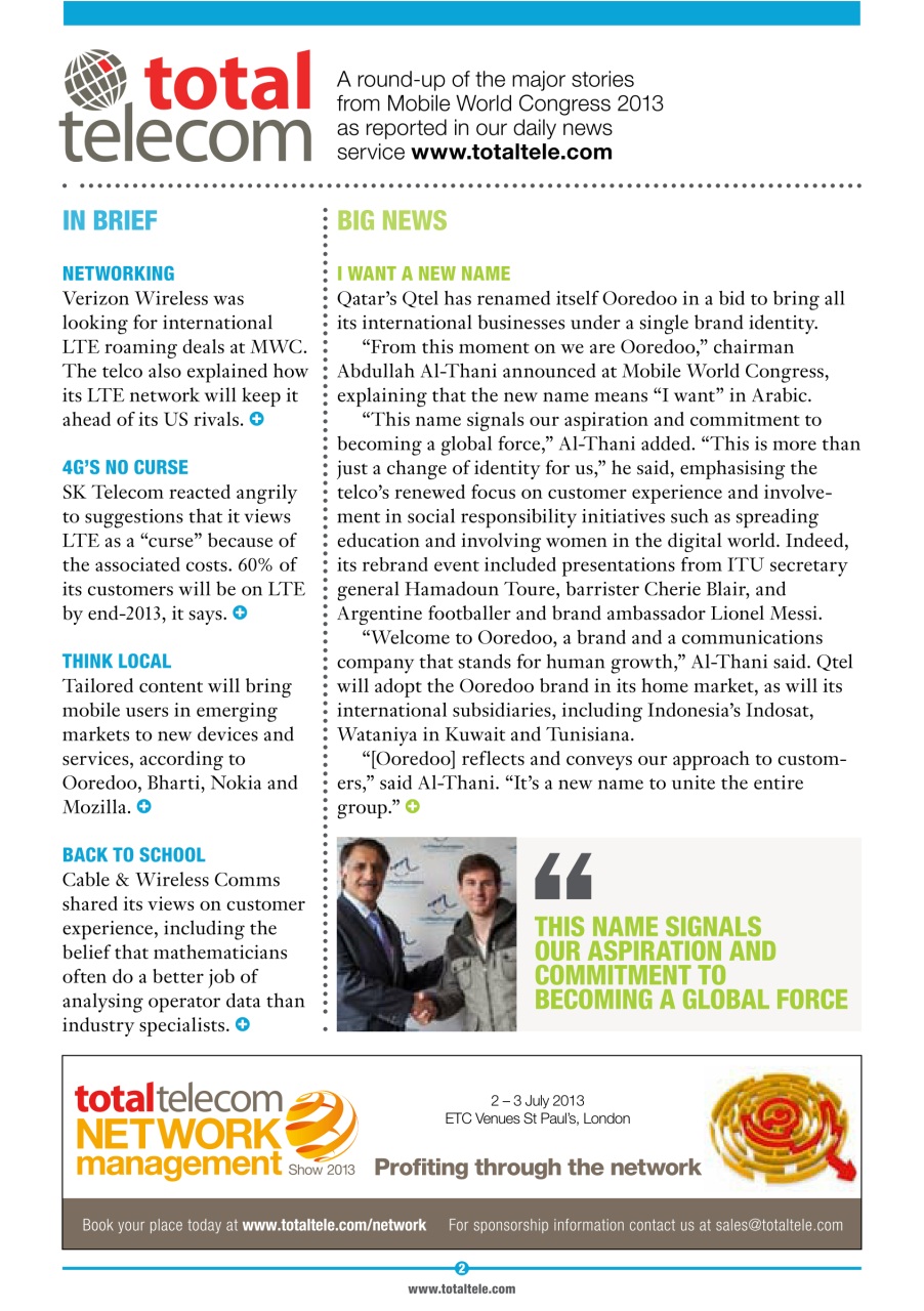 Total Telecom Magazine - Mobile World Congress Back Issue