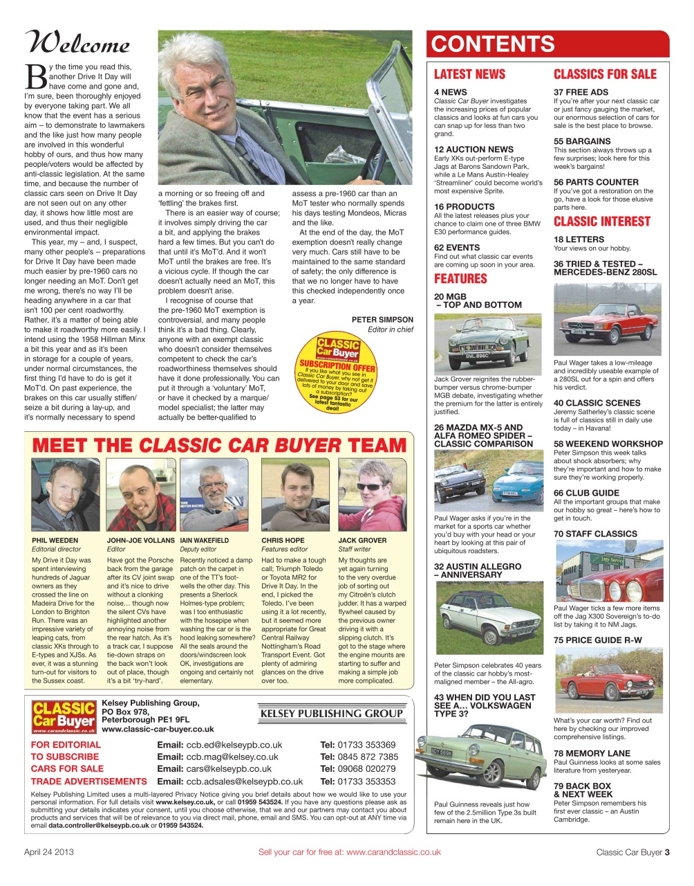 Classic Car Buyer Magazine - CCB April 24 2013 Back Issue