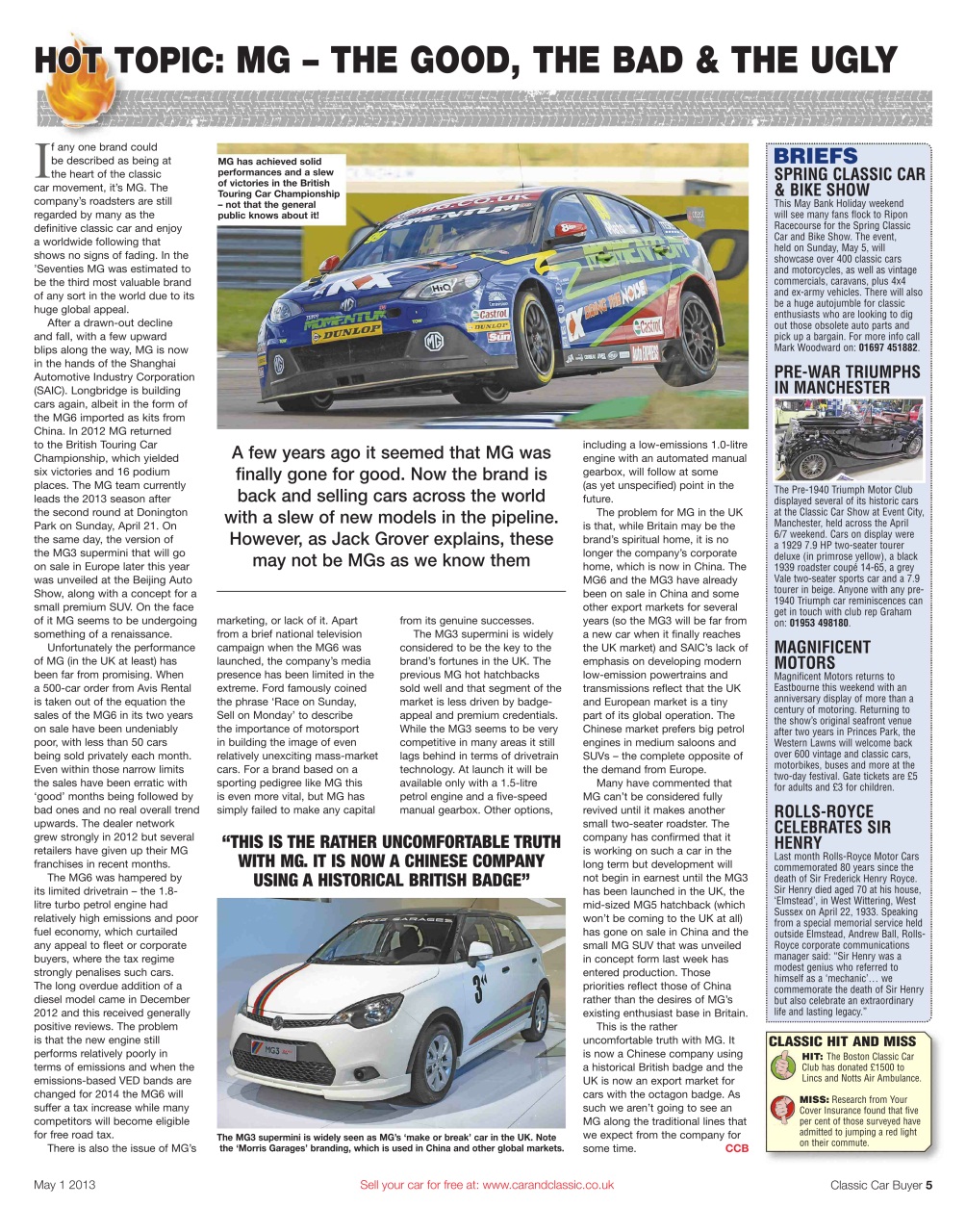 Classic Car Buyer Magazine - CCB 1 May 2013 Back Issue