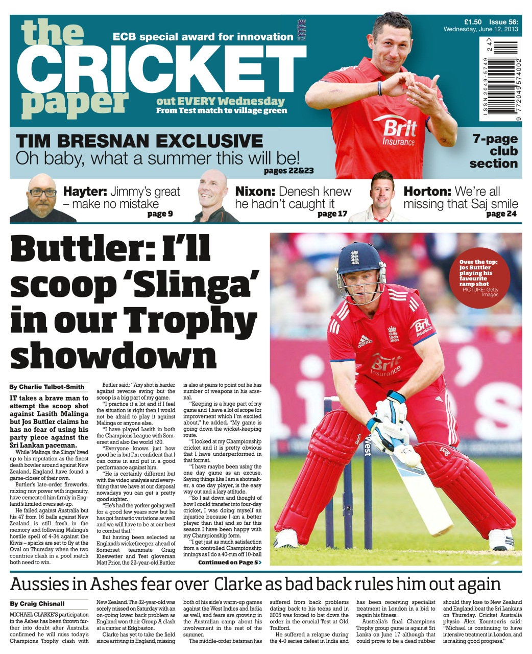 The Cricket Paper Magazine - Wednesday 12th June 2013 Back Issue