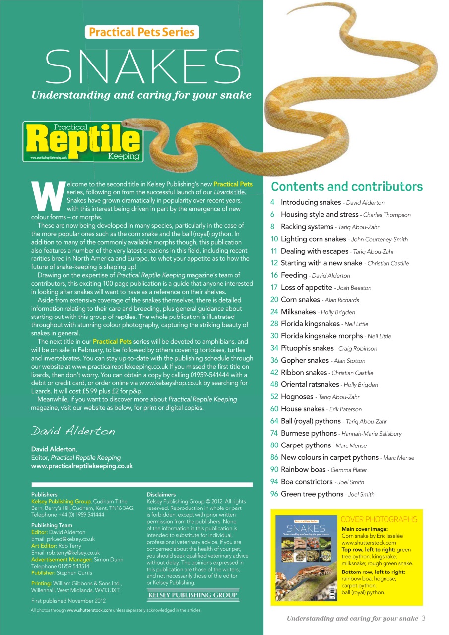 Practical Reptile Keeping Magazine - Practical Pets Series: Snakes ...