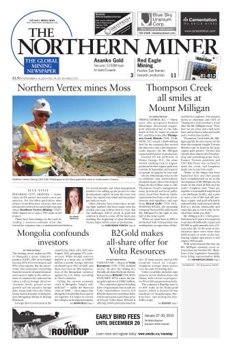 The Northern Miner Magazine - Vol. 99 No. 38 Back Issue