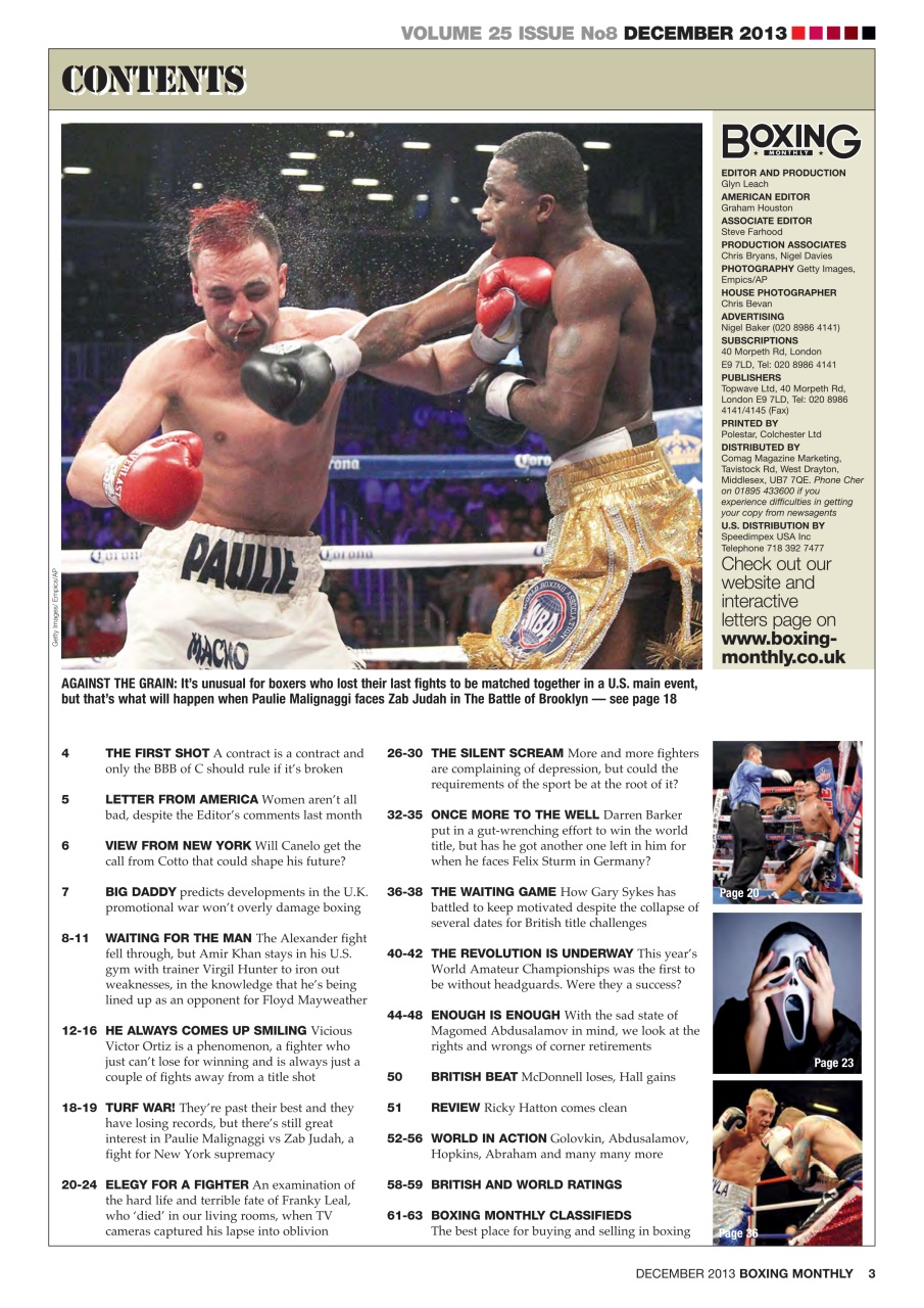 Boxing Monthly Magazine - Boxing Monthly December 2013 Back Issue