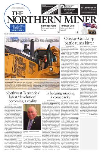 The Northern Miner Magazine - Vol. 100 No. 1 Back Issue