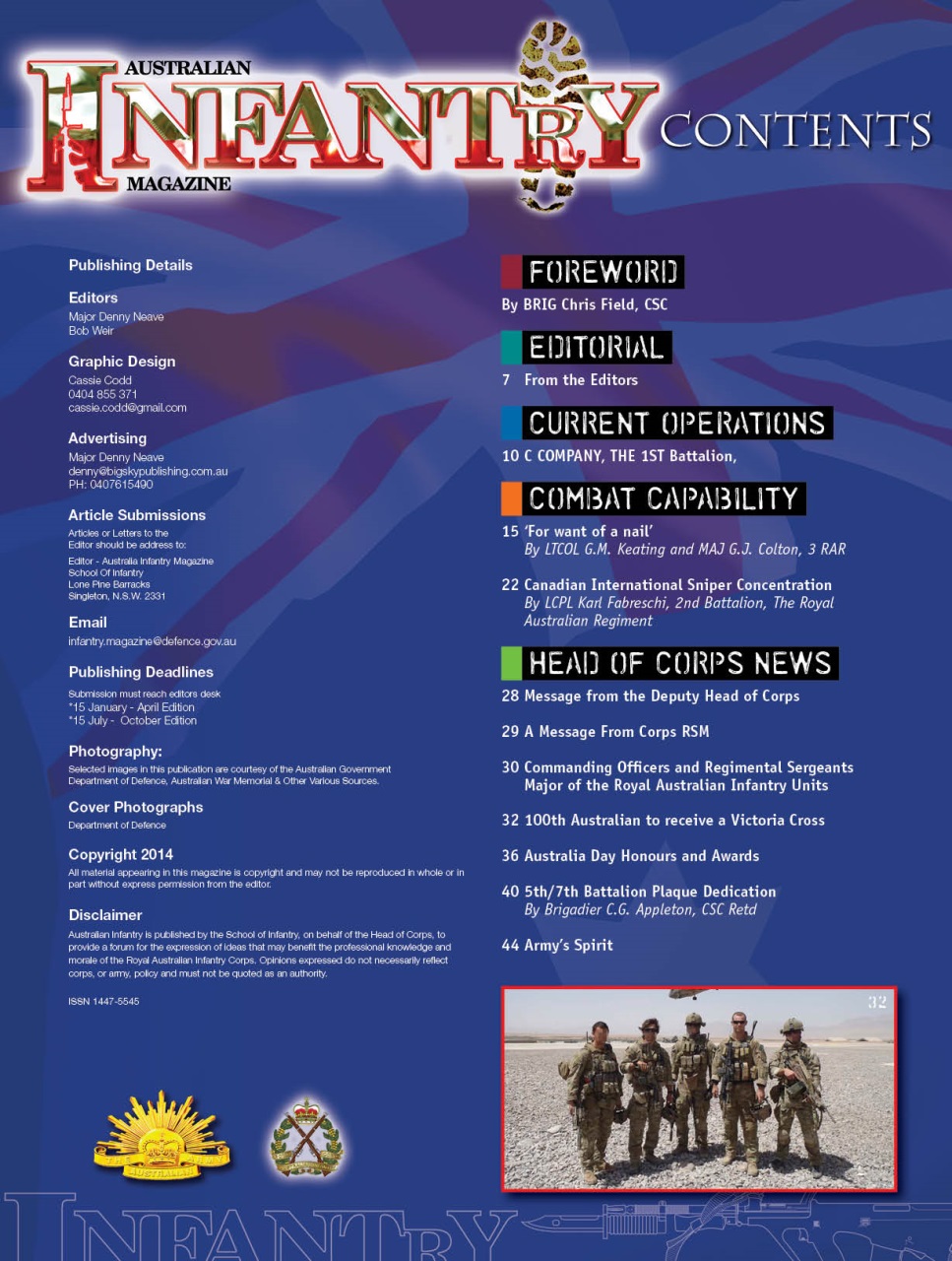 Australian Infantry Magazine Subscriptions and April 2014 to October ...