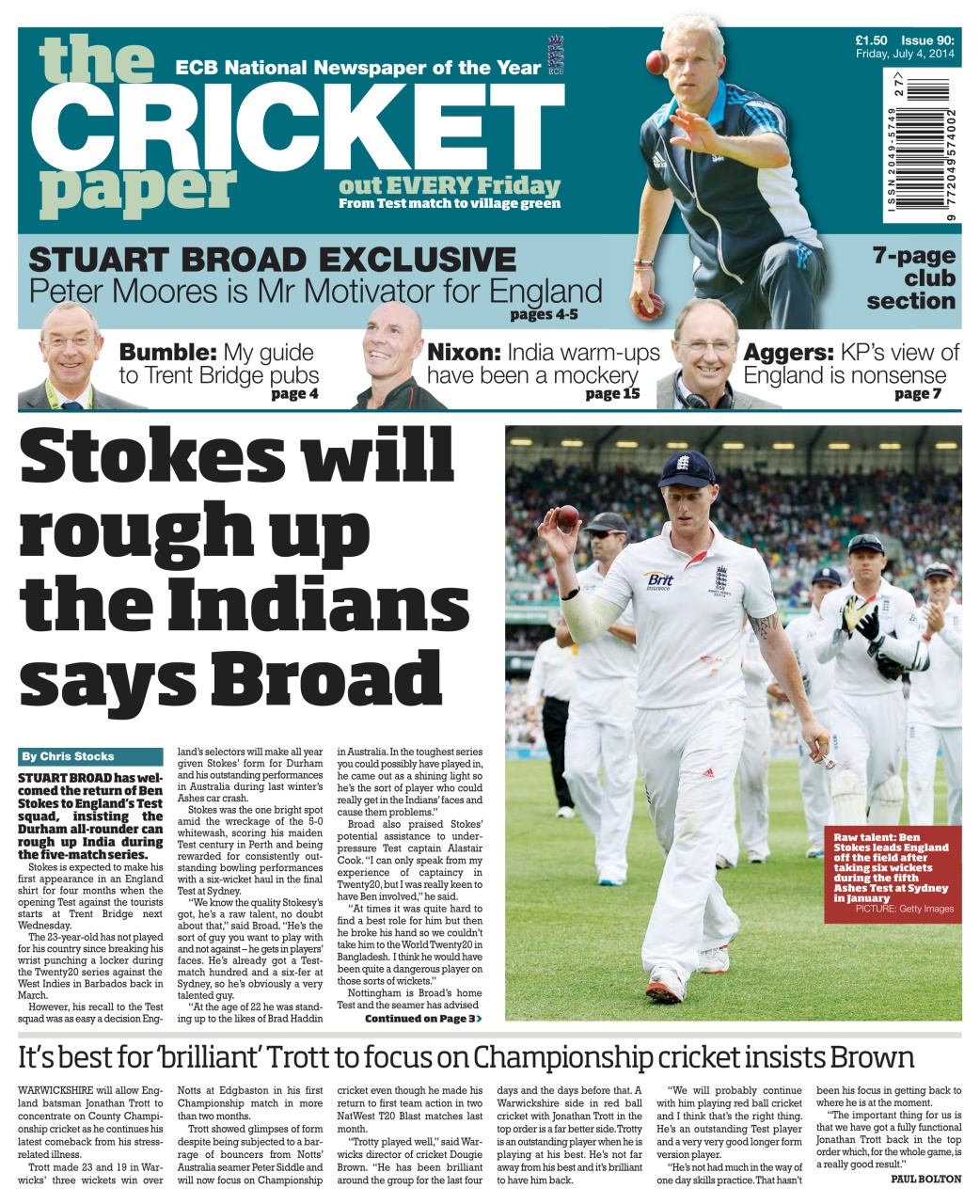 The Cricket Paper Magazine - 4th July 2014 Back Issue