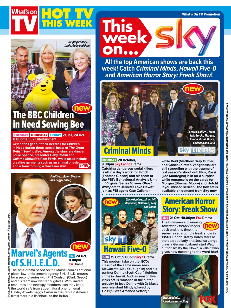 What's on TV Magazine - 18th October 2014 Back Issue