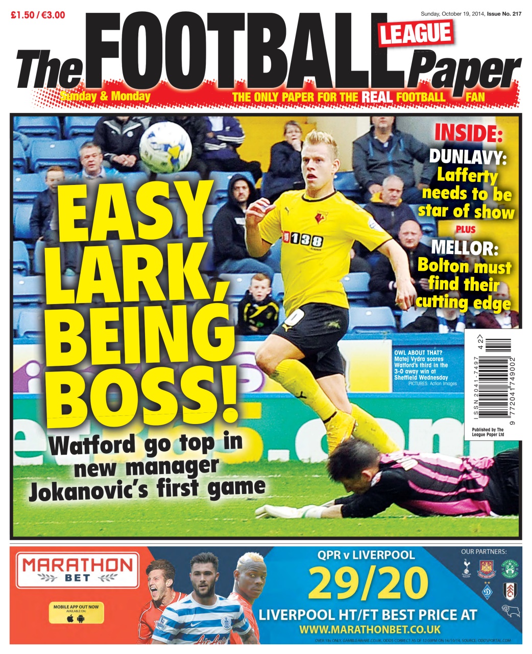 The Football League Paper Magazine - 19th October 2014 Back Issue