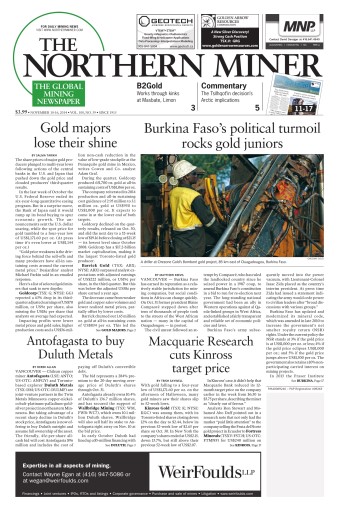 The Northern Miner Magazine - Vol. 100 No. 39 Back Issue