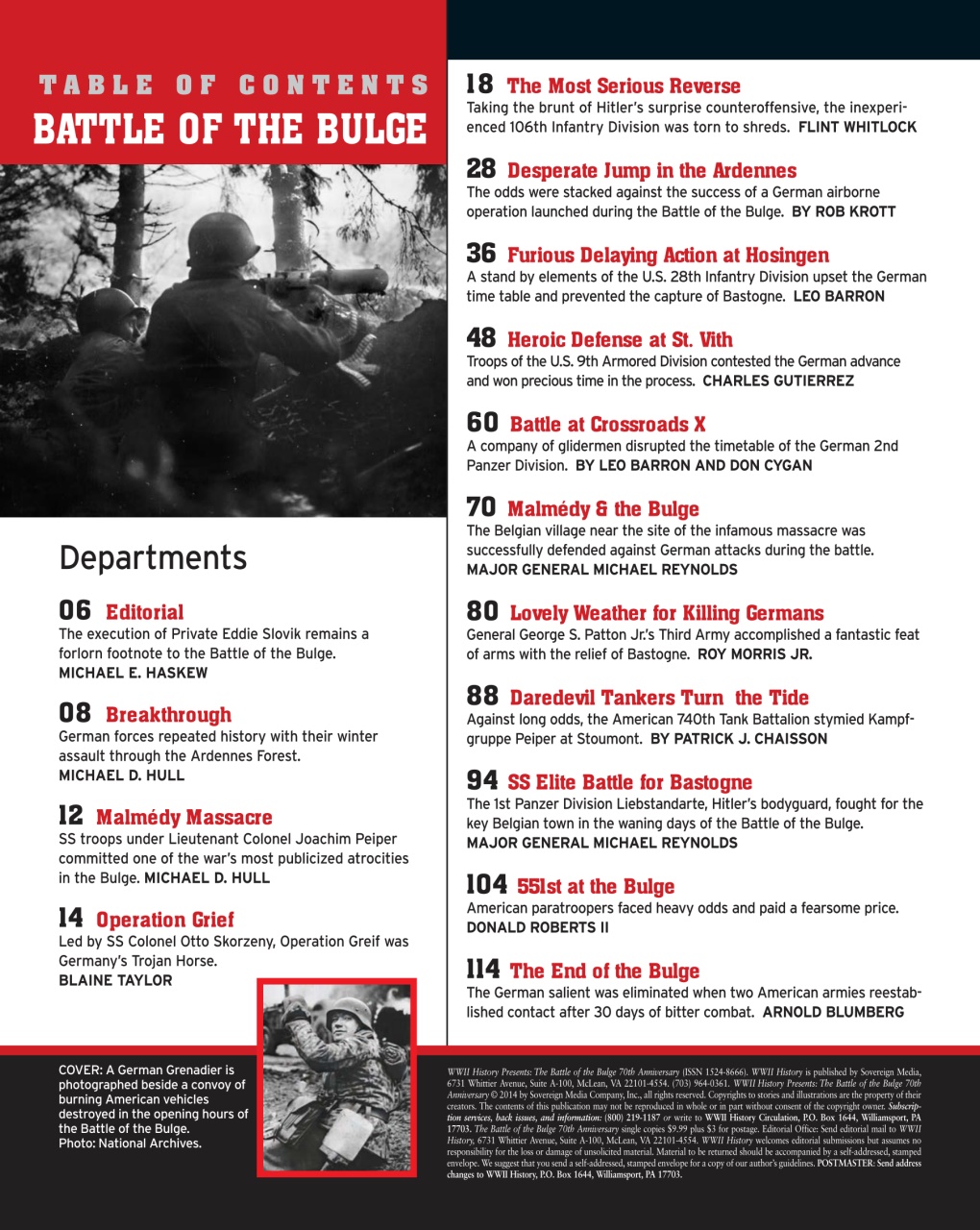 WWII Quarterly Magazine - Battle of the Bulge 70th Anniversary-Fall ...