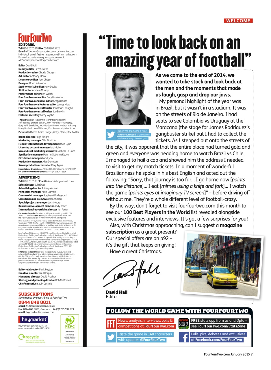 FourFourTwo Magazine - January 2015 Back Issue