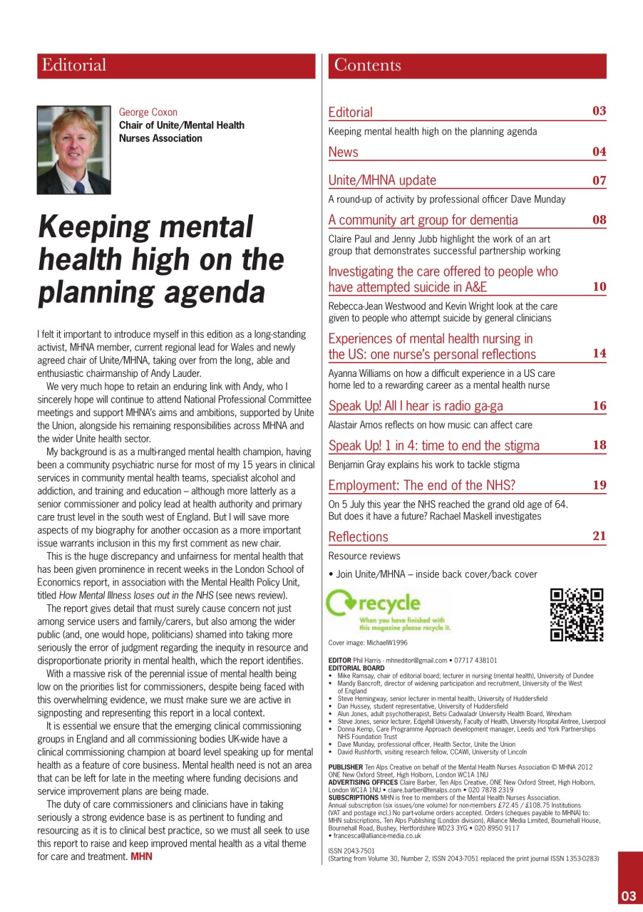 Mental Health Nursing Magazine - Mental Health Nursing AugustSeptember ...